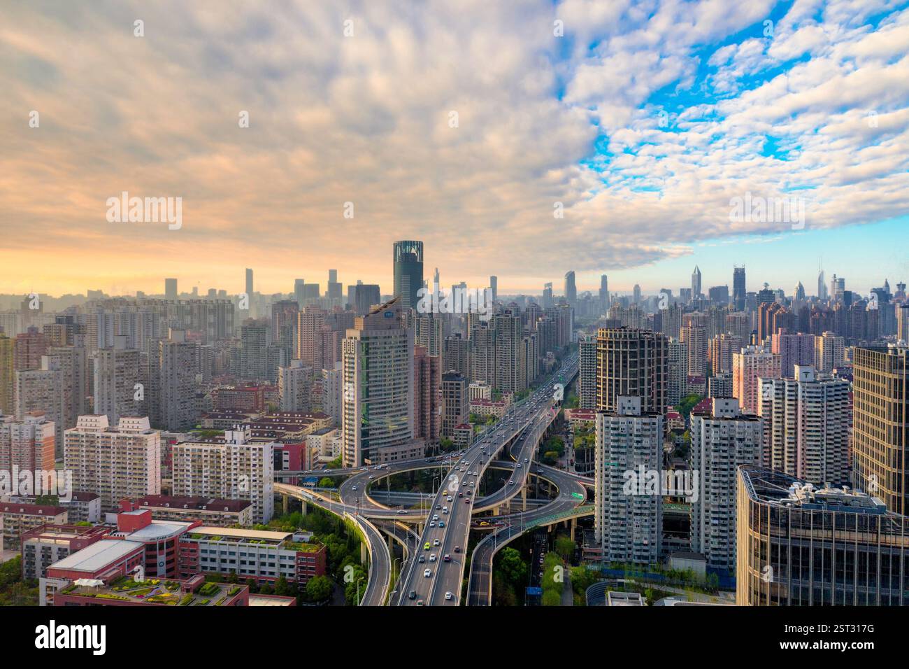 Lupu Bridge section of urban elevated road in Shanghai, China Stock ...