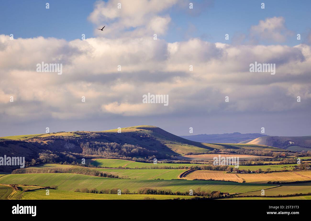 The wonderful views from Wilmington hill of the south downs towards ...