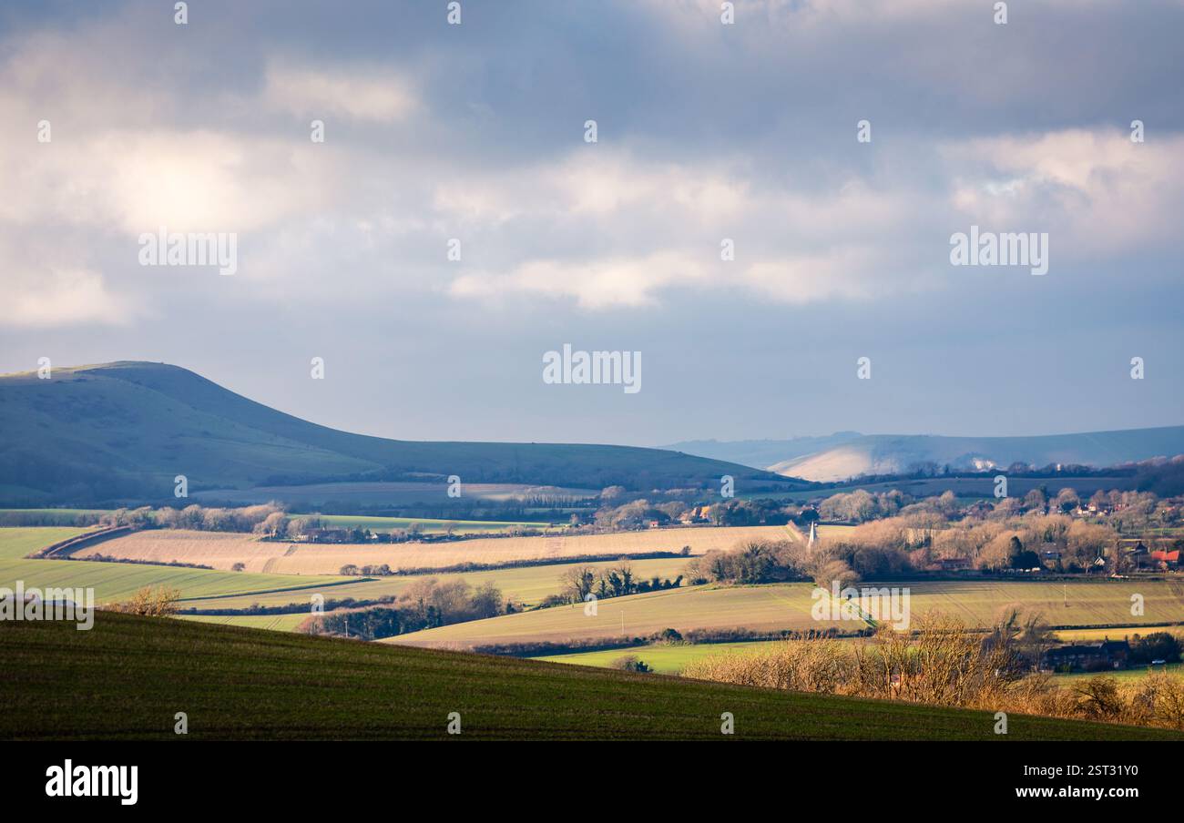 The wonderful views from Wilmington hill of the south downs towards ...