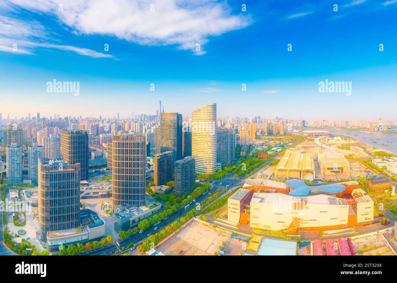 Aerial Scenery of Huangpu River Expo Park in Shanghai, China Stock ...