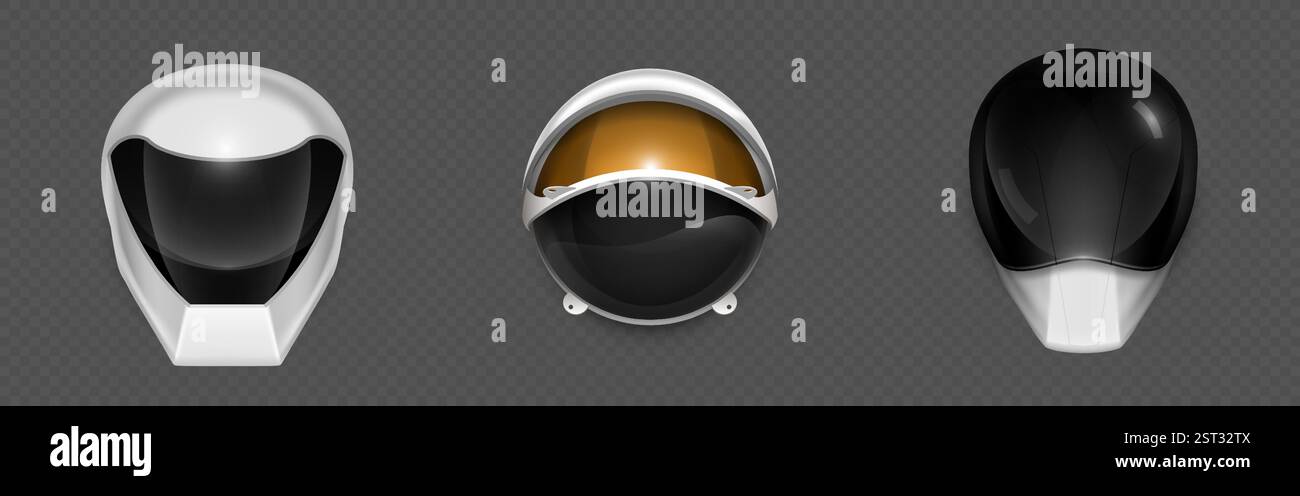 Astronaut helmets set isolated on transparent background. Vector ...