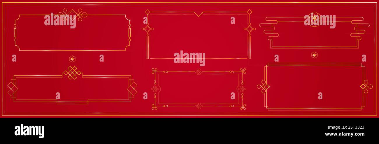 Chinese golden frame collection - traditional oriental border designs ...