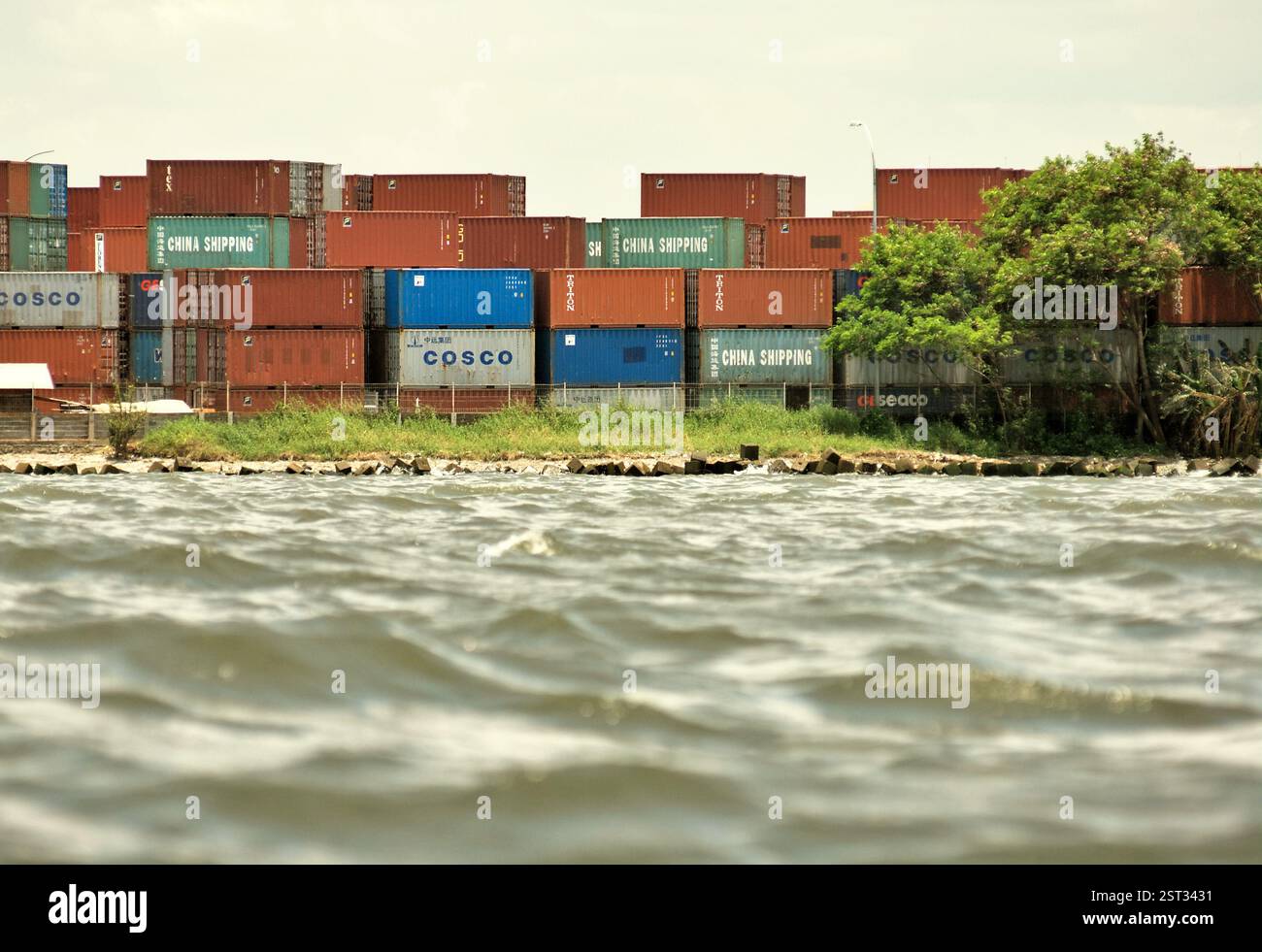 A shipping container terminal, a part of Jakarta Port extension area ...