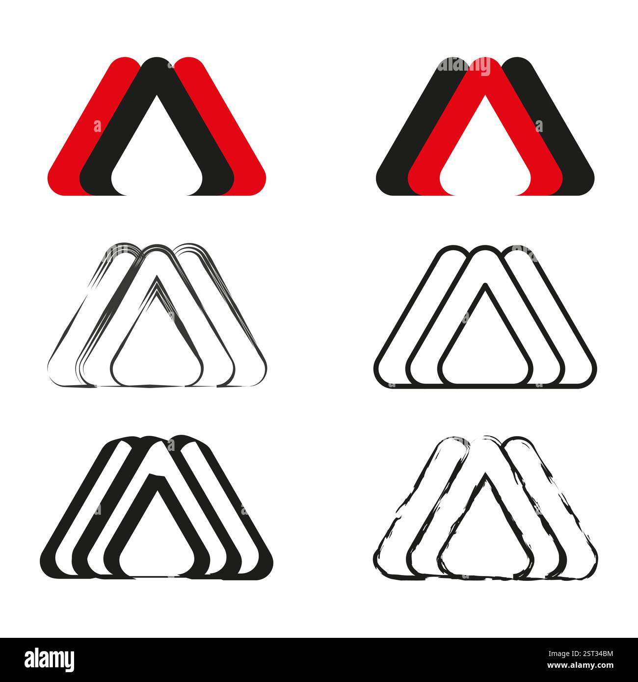 Abstract triangle icon. Geometric vector shape. Bold layered symbol ...