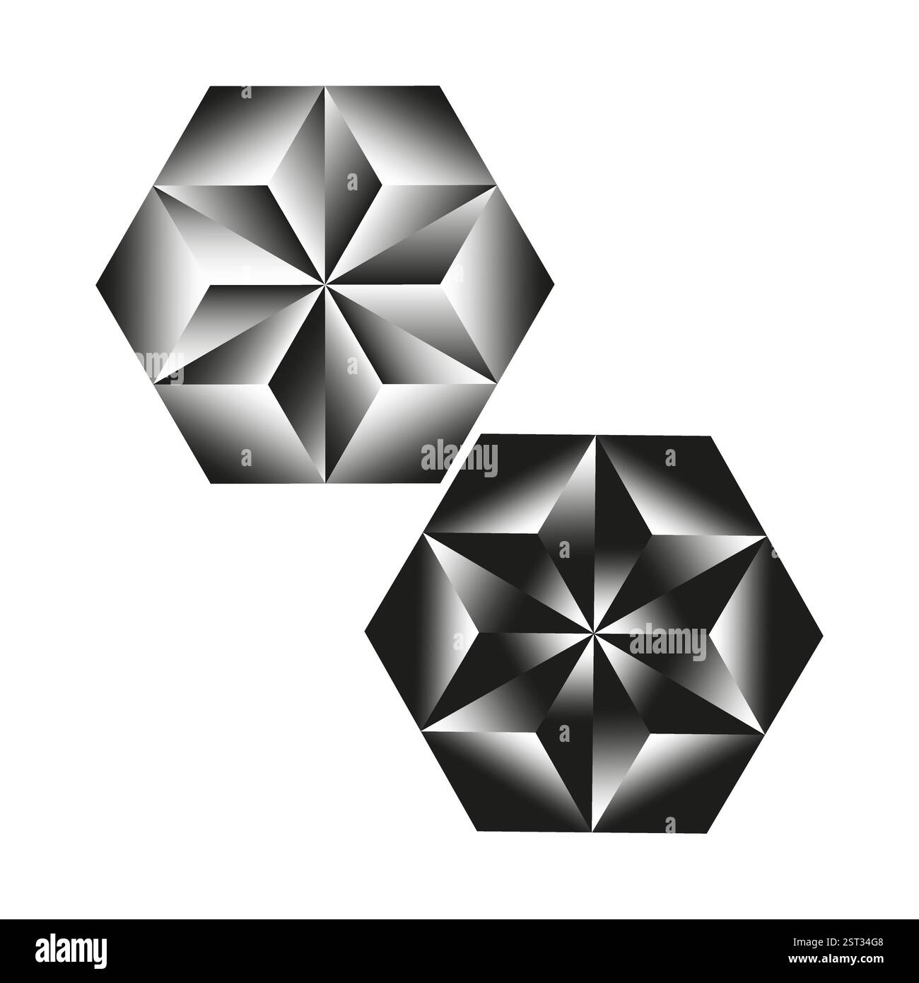 Hexagon shape. Geometric abstract. Metallic gradient pattern. Vector ...