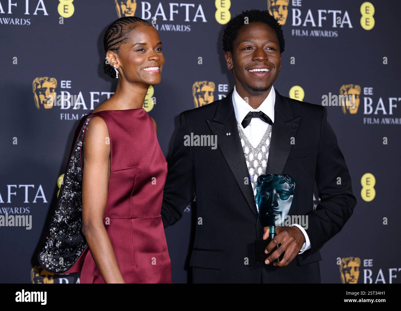 London, UK. February 16th, 2025. Letitia Wright and David Jonsson in ...