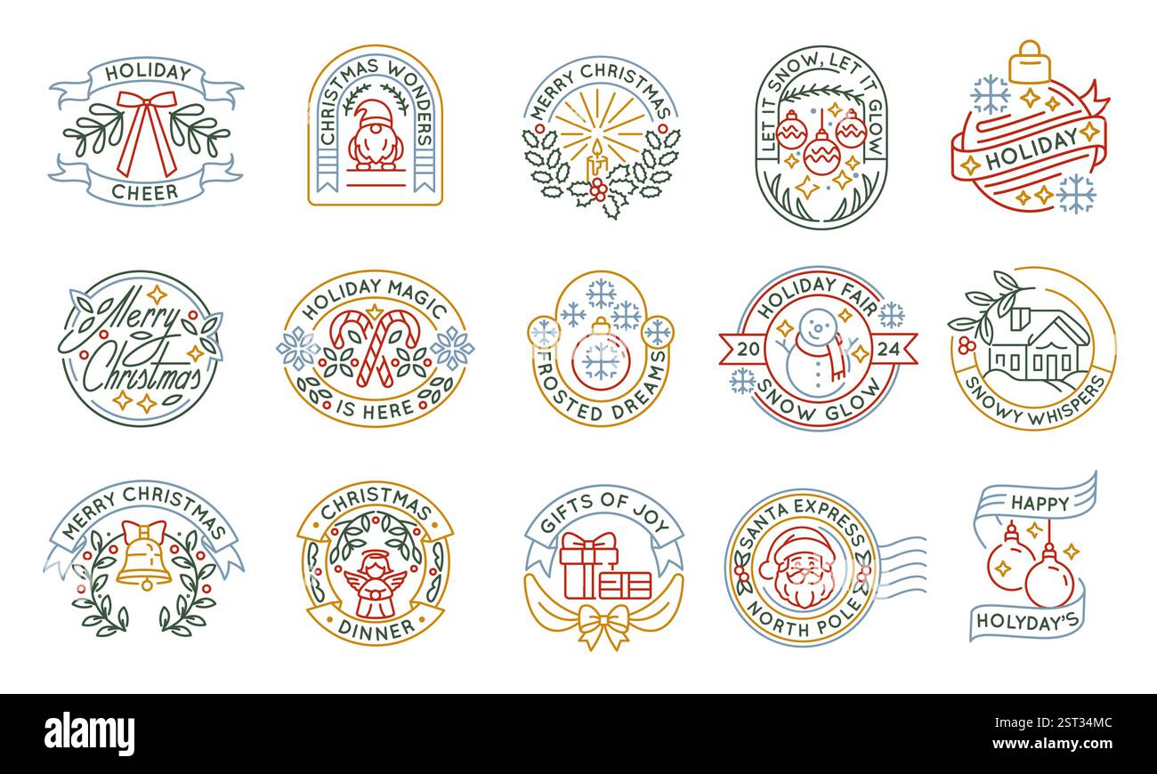 Set of 15 Christmas Logo Icons Stock Vector Image & Art - Alamy