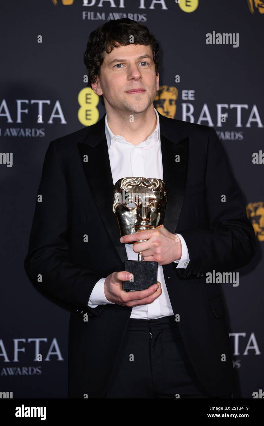 London, UK. February 16th, 2025. Jesse Eisenberg in the Winners Room at ...