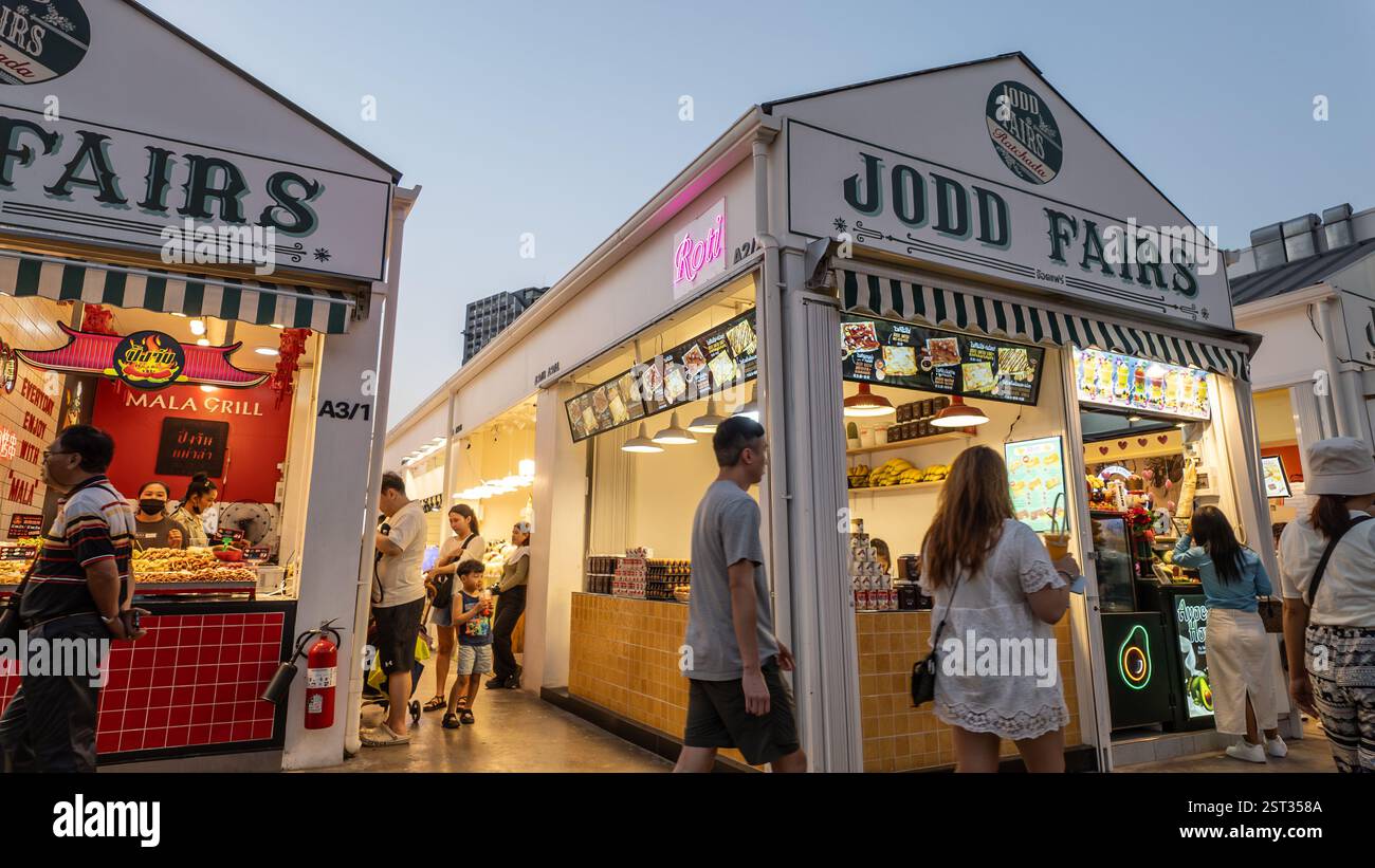 Bangkok, Thailand- February 16, 2025: People at the Jodd Fairs Ratchada ...