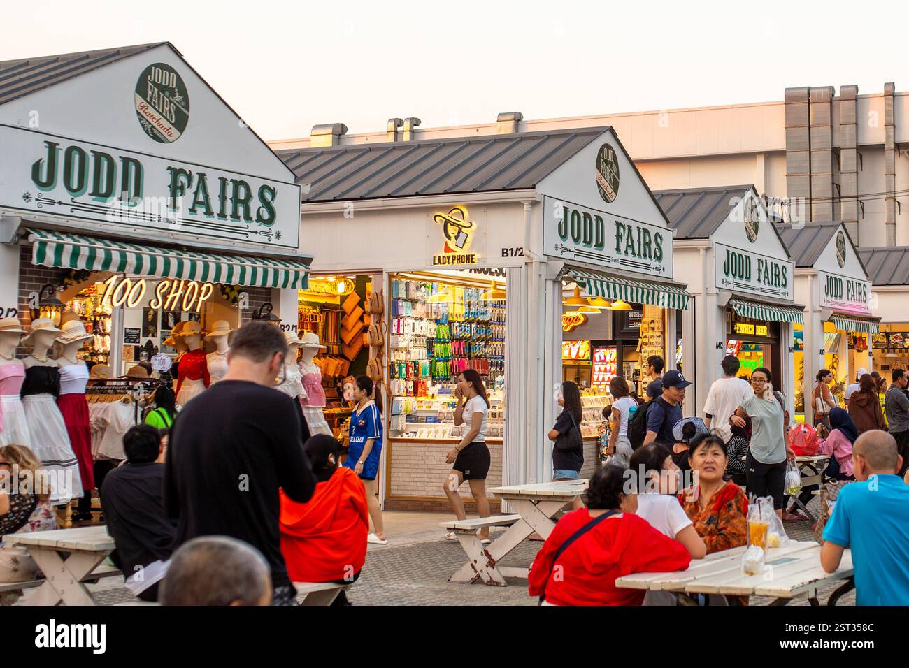Bangkok, Thailand- February 16, 2025: People at the Jodd Fairs Ratchada ...