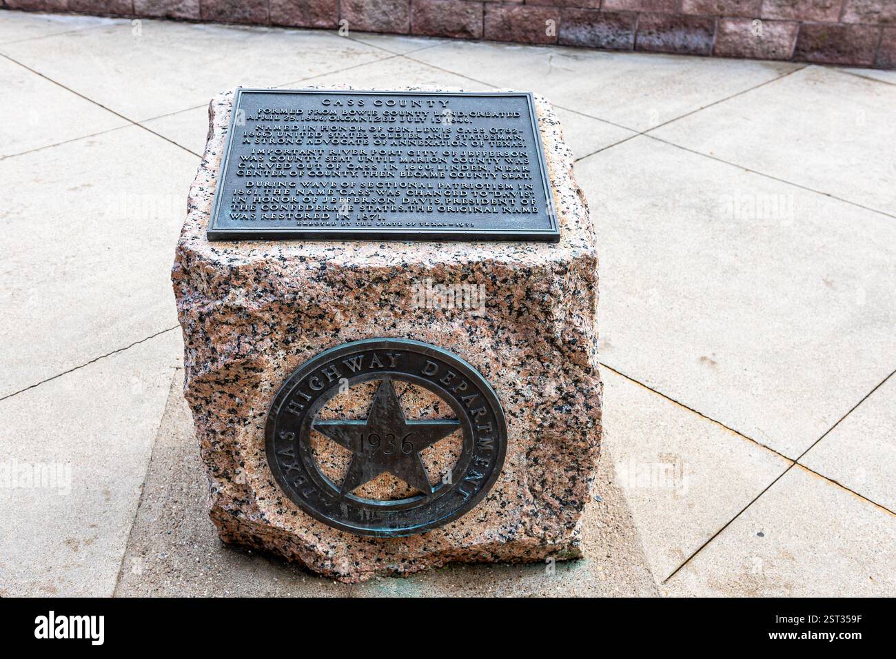 Historical marker about history of Cass County Texas Stock Photo - Alamy