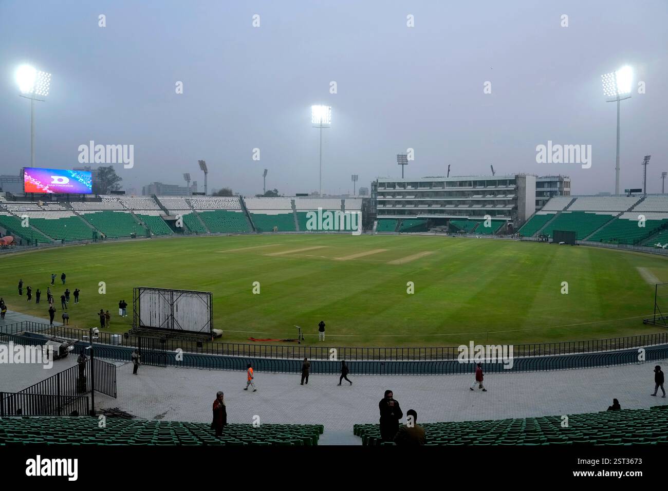 A view of the Gaddafi Stadium, where renovation works are on final ...