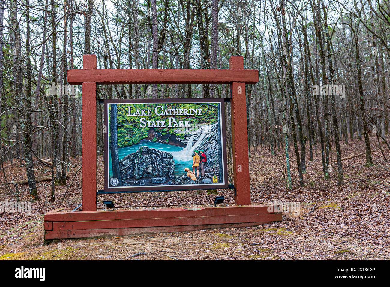 Sign entering Lake Catherine State Park at Lake Catherine State Park ...