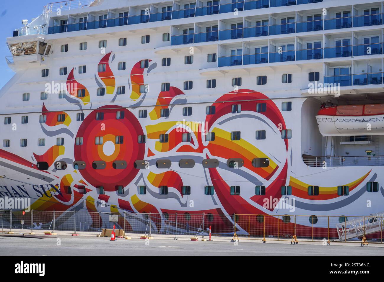 Adelaide, Australia 17 February 2025. Norwegian Sun cruise liner docks ...