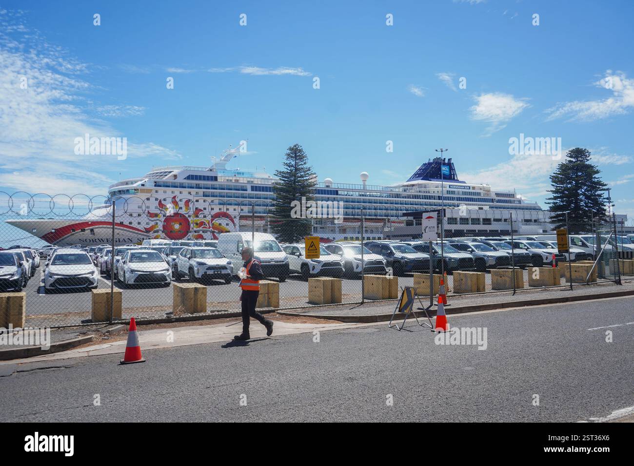 Adelaide, Australia 17 February 2025. Norwegian Sun cruise liner docks ...