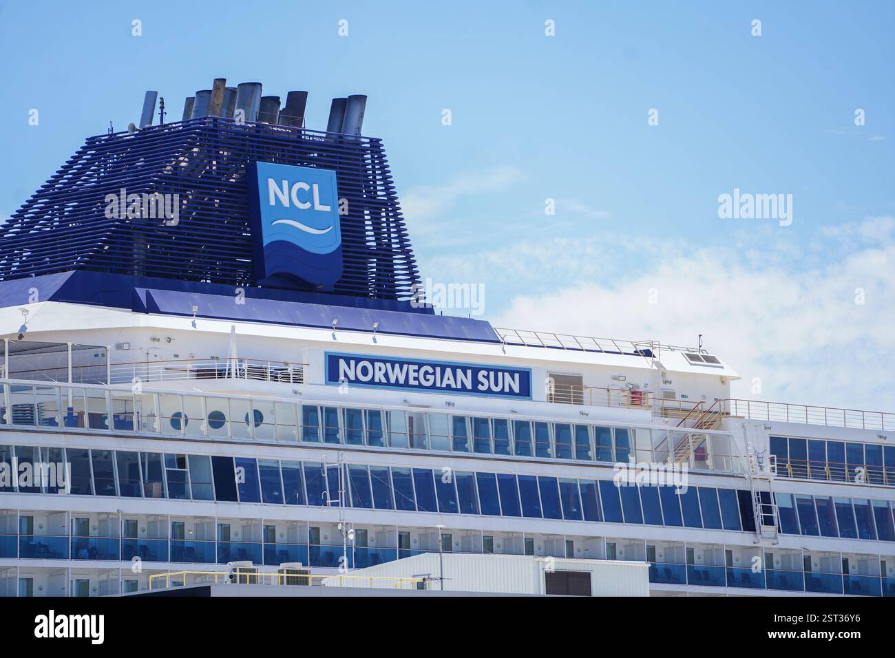 Adelaide, Australia 17 February 2025. Norwegian Sun cruise liner docks ...