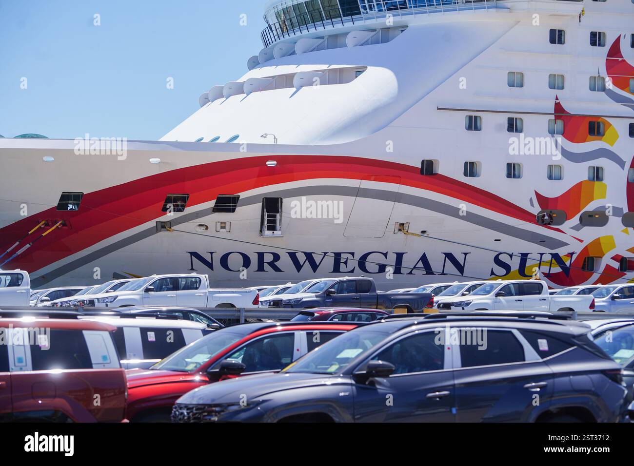 Adelaide, Australia 17 February 2025. Norwegian Sun cruise liner docks ...