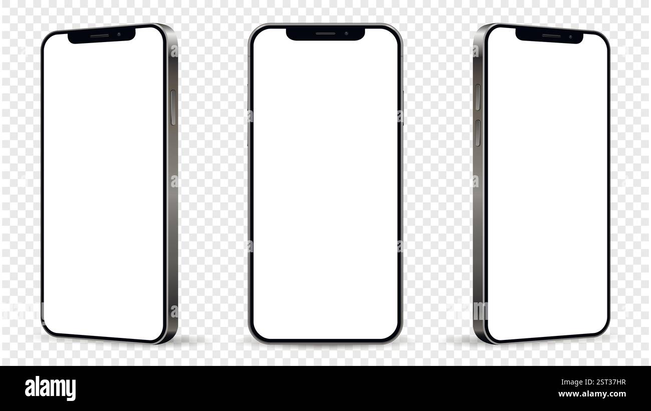 Realistic smartphone mockup. Mobile phone isolated on transparent ...