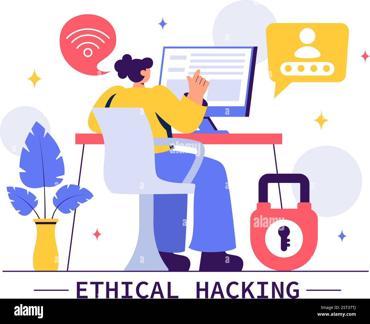 Ethical Hacking Illustration Featuring A Developer Practicing Hacking On A Web Application