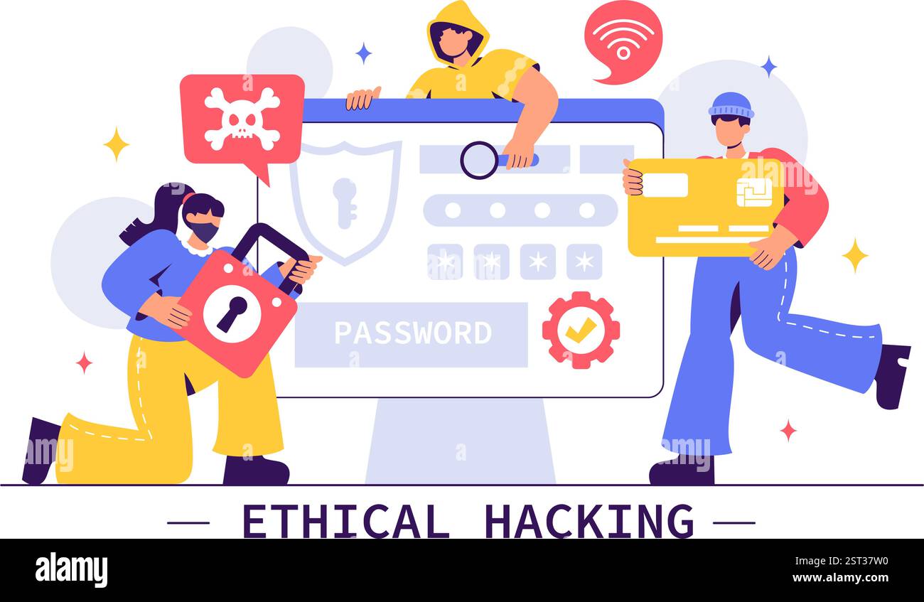 Ethical Hacking Illustration featuring a Developer Practicing Hacking on a Web Application ...