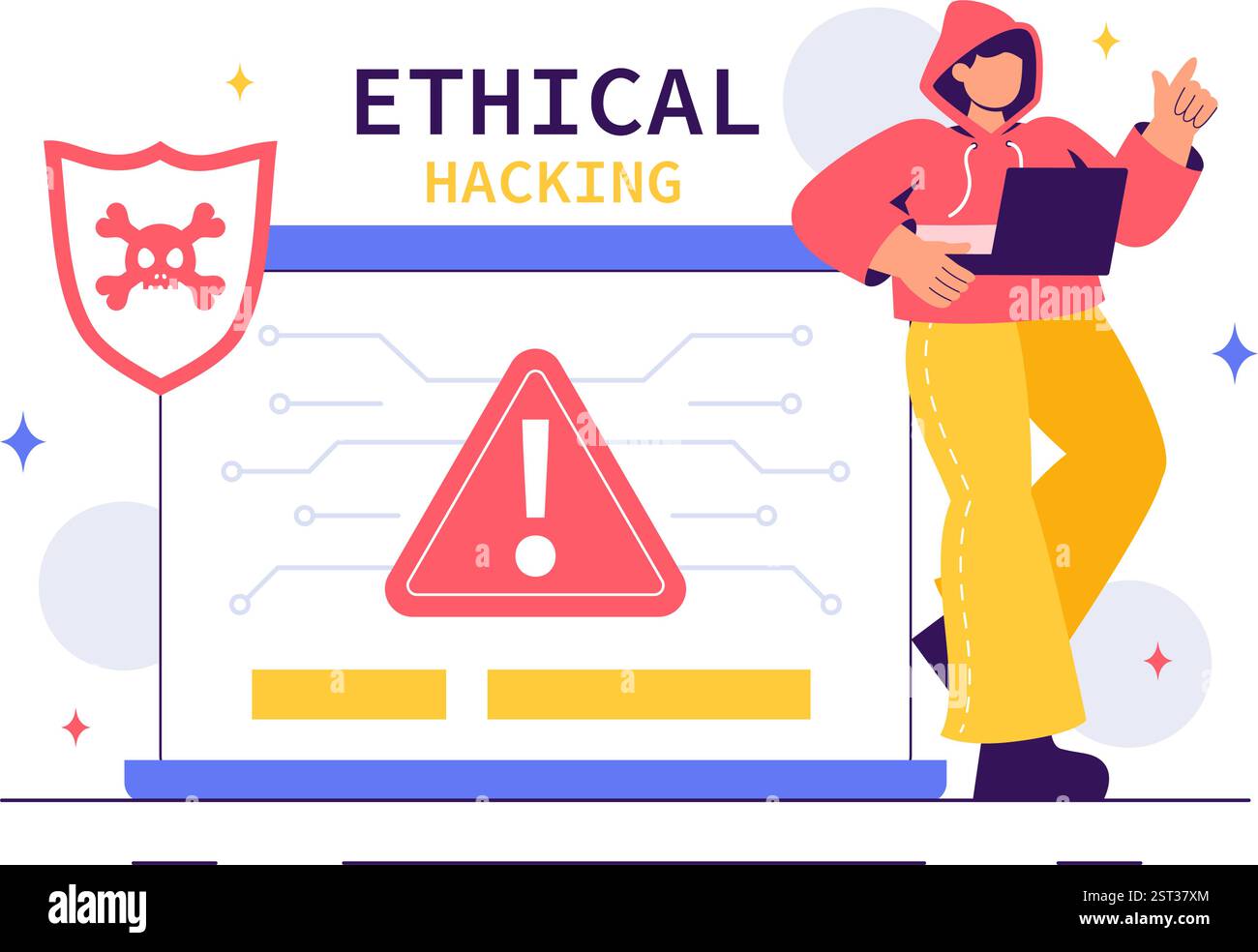 Ethical Hacking Illustration Featuring A Developer Practicing Hacking