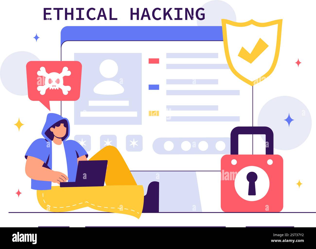 Ethical Hacking Illustration Featuring A Developer Practicing Hacking On A Web Application