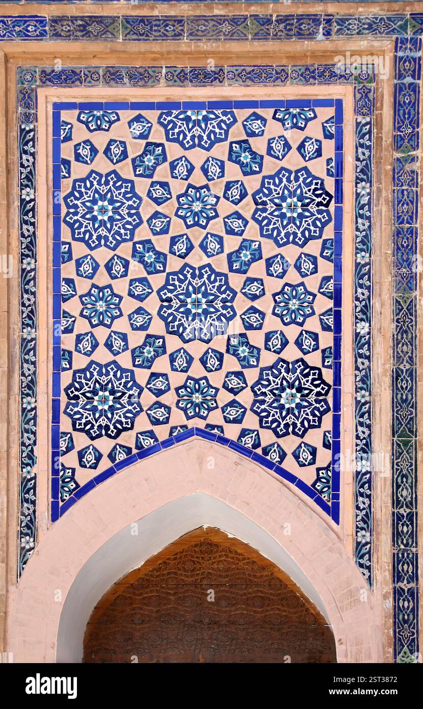 Vertical background with detail of ancient mosaic wall of Sher-dor ...