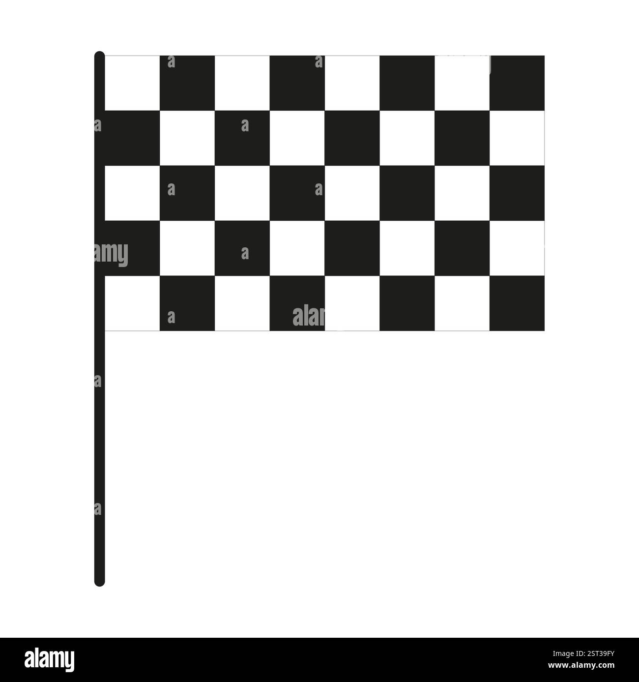 Checkered black and white racing flag on pole isolated on white background, mock up Stock Vector ...