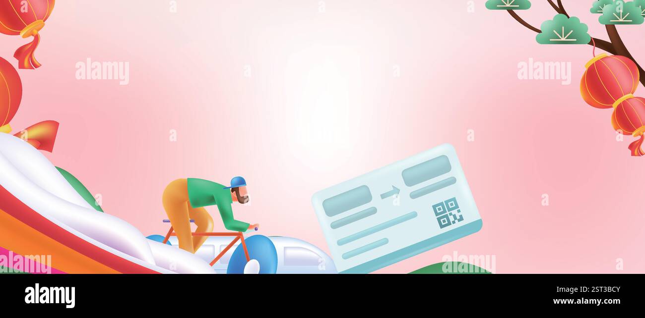 Spring Festival grab tickets and send red envelopes creative scene ...