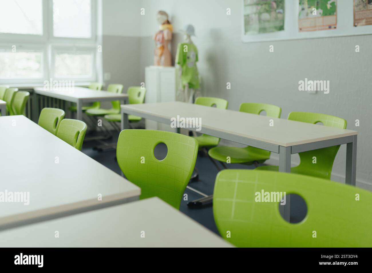 Biology science lab in school. Empty classroom with equipment Stock ...