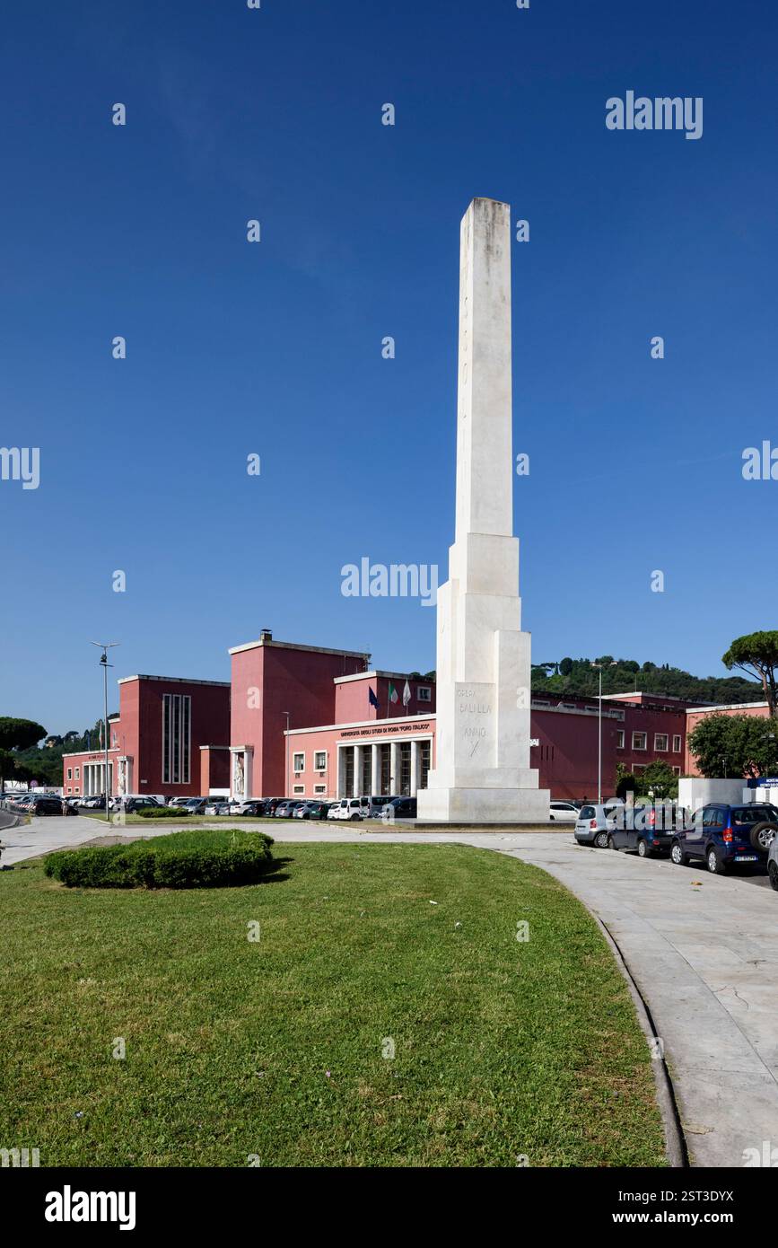 Rome. Italy. Obelisk at the entrance to the Foro Italico, bearing the ...