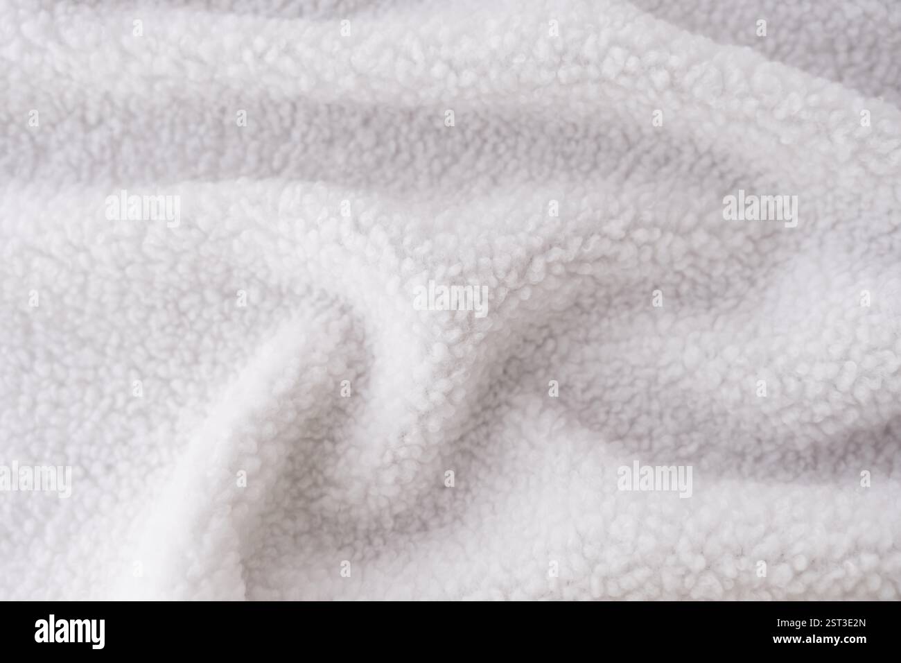 White sherpa fleece fabric texture made from recycled polyester Stock ...