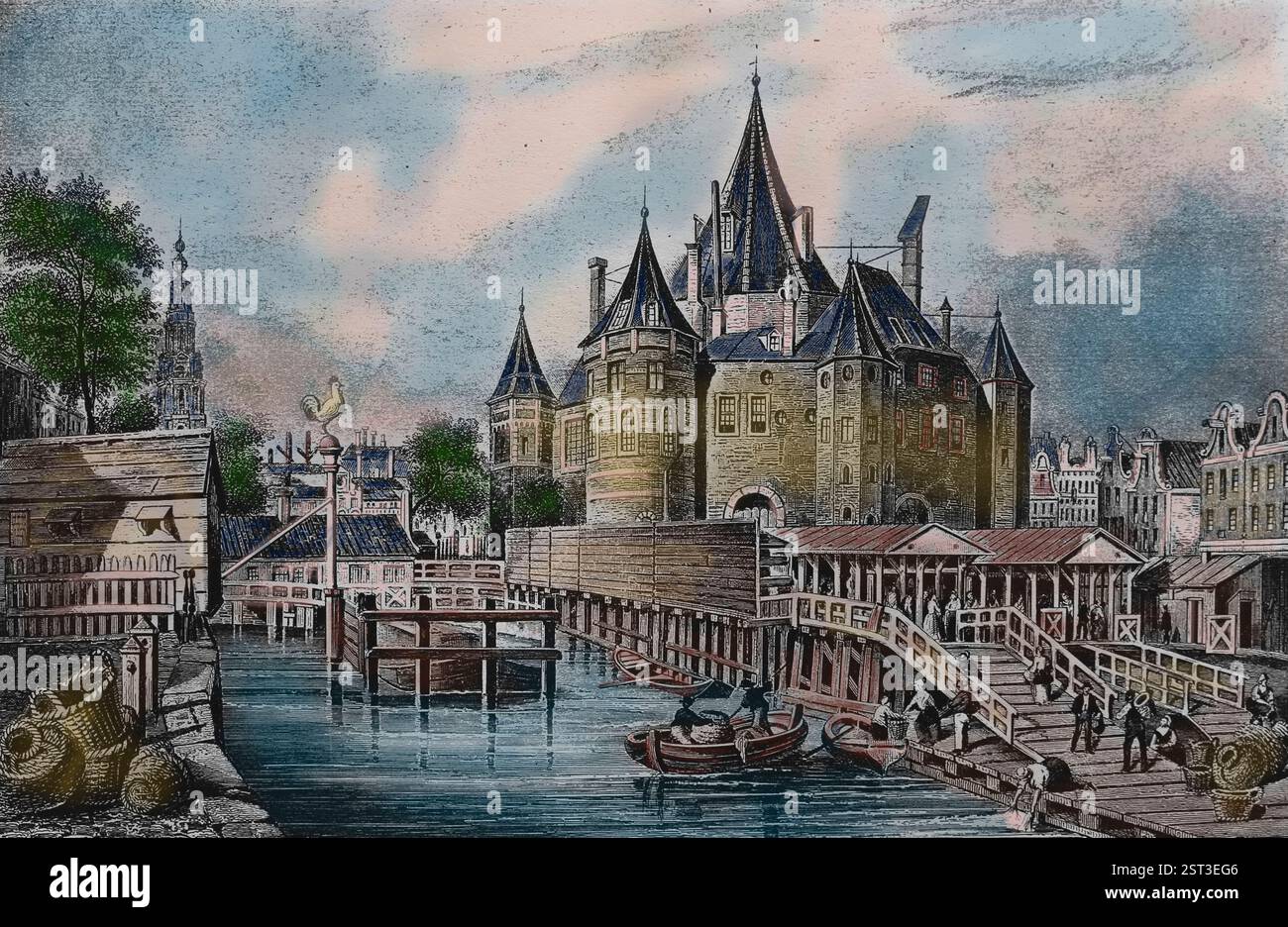 Netherlands. Amsterdam. View of the Westerkerk churh. Engraving, 1858 ...