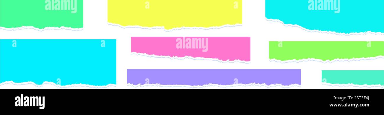 Torn colorful paper pieces. Abstract geometric memo sheets or notebook ...