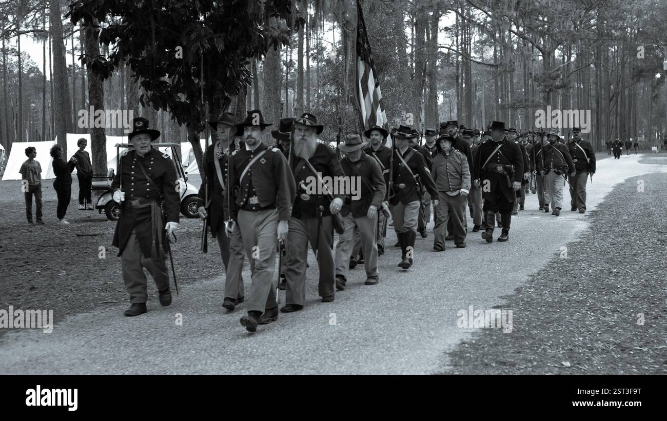 Olustee, Florida, United States. 15th Feb, 2025. Living historians ...