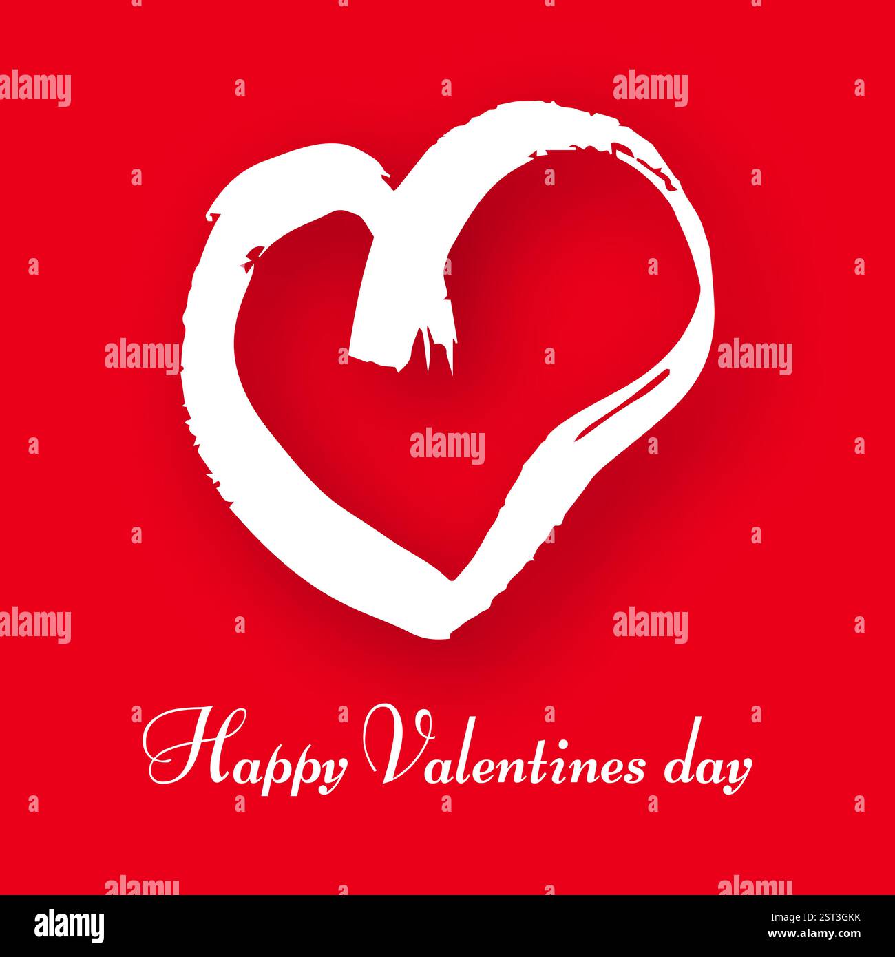 Hand drawn heart on red background. White grunge doodle heart with ...