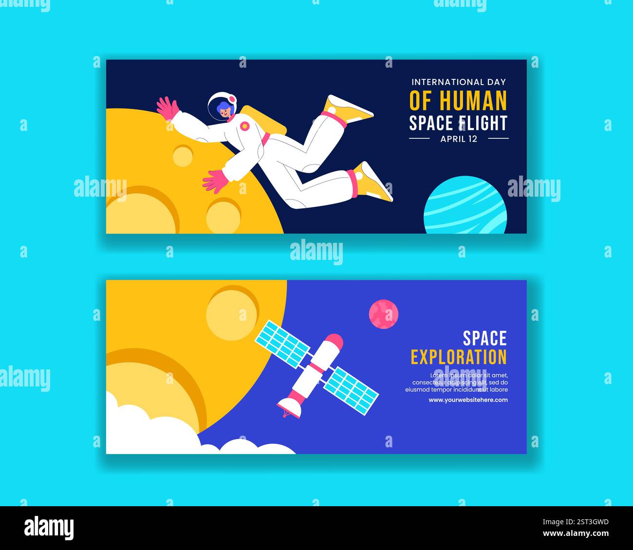 Flat Style Cartoon Illustration for Human Space Flight Anniversary ...