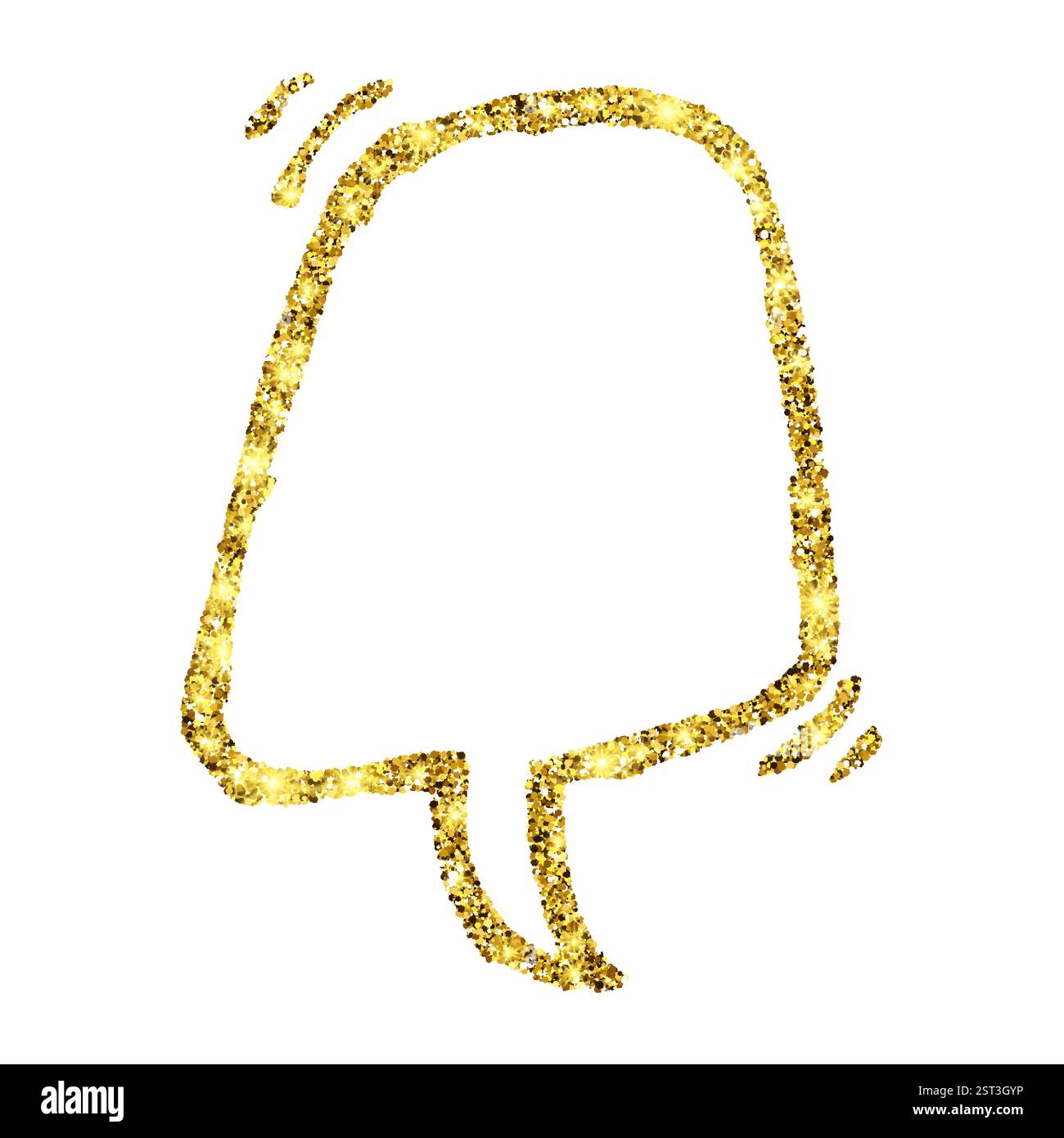 Gold glitter sketch speech bubble. Hand drawn blank Speech Bubble ...