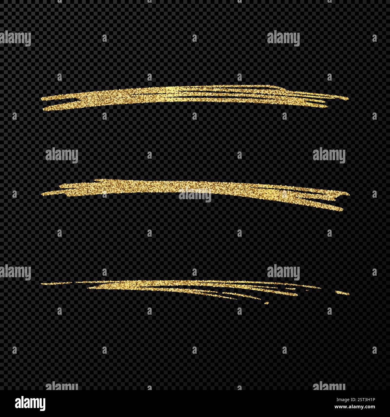 Abstract shiny confetti glittering waves. Set of three hand drawn brush ...