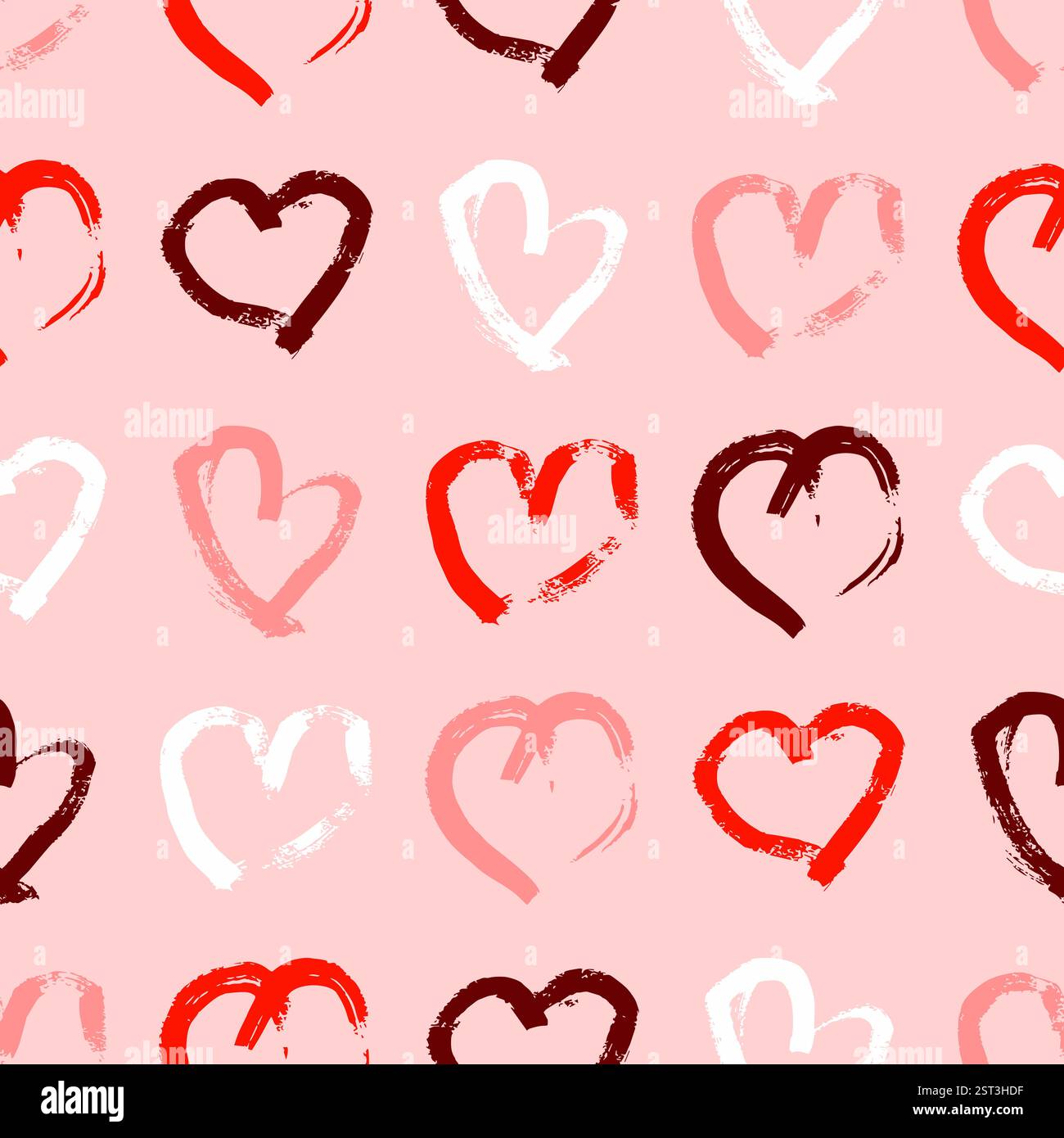 Seamless pattern with hand drawn hearts. Doodle grunge multicolor ...