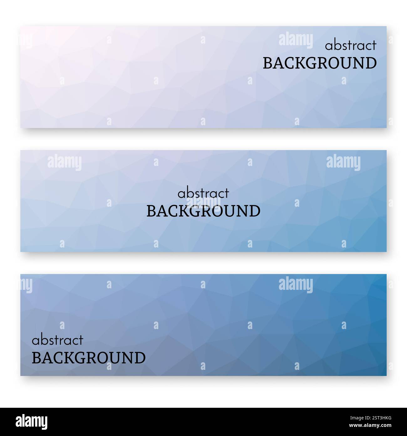 Set of three blue banners in low poly art style. Background with place ...