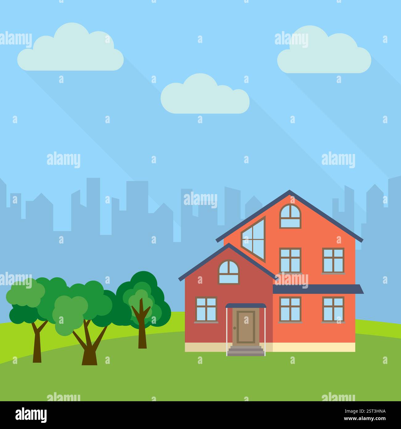 Trees house in backdrop Stock Vector Images - Alamy