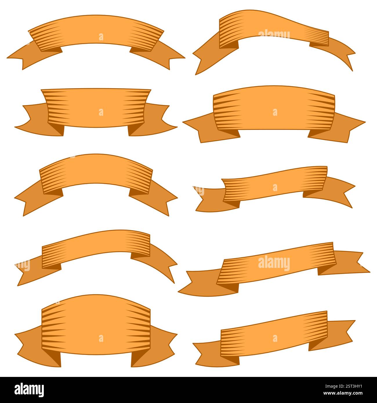 Set of ten orange ribbons and banners for web design. Great design ...