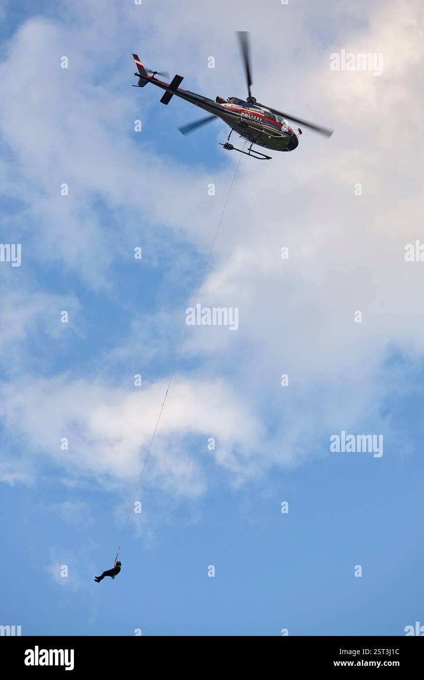 Helicopter rescue team training simulation. Austria police division ...