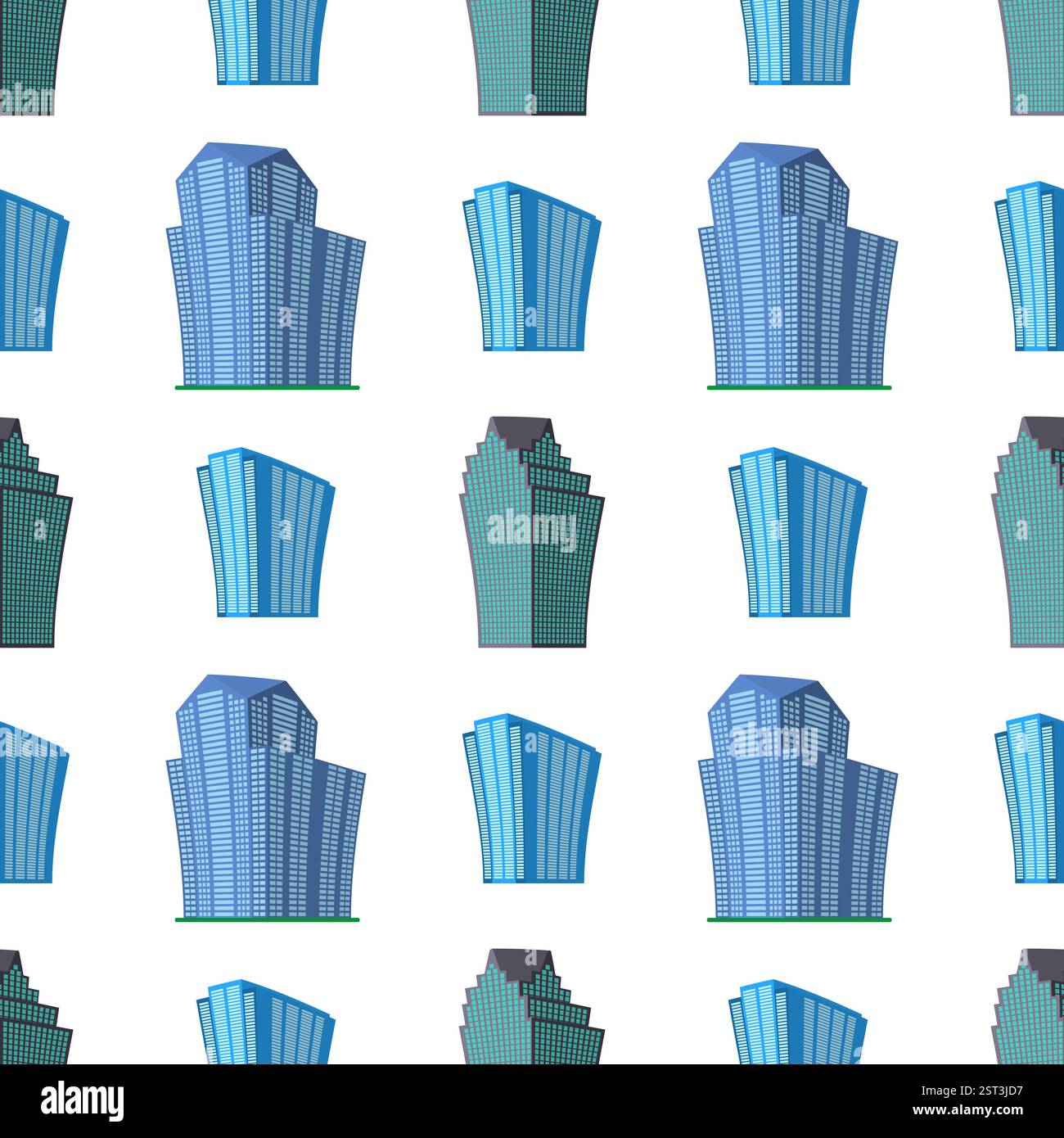 Seamless Pattern with modern isometric building on a white background ...