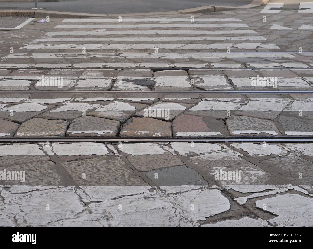 Milan, . 17th Feb, 2025. The poor maintenance of the Pavè in the city ...