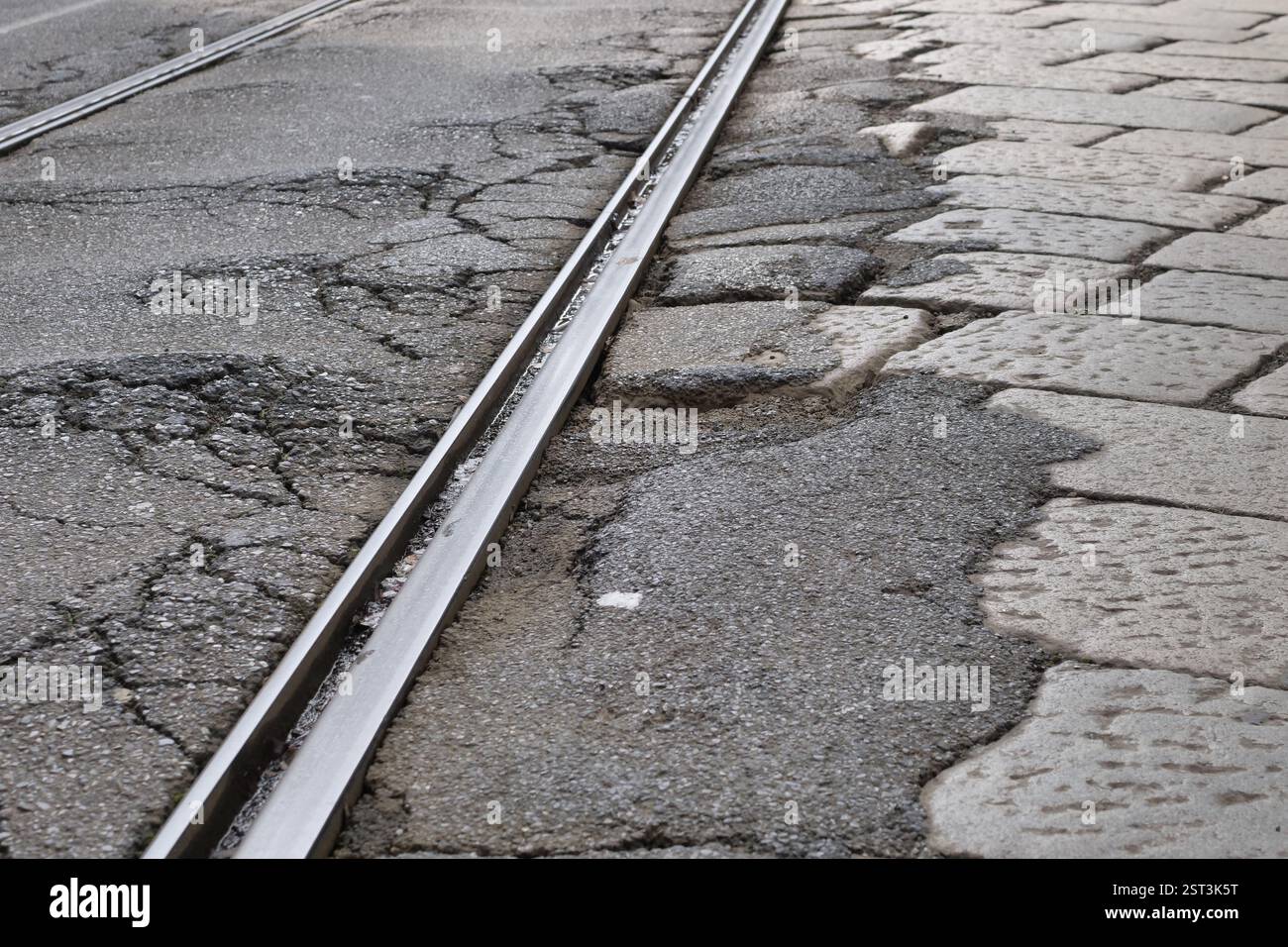 Milan, . 17th Feb, 2025. The poor maintenance of the Pavè in the city ...