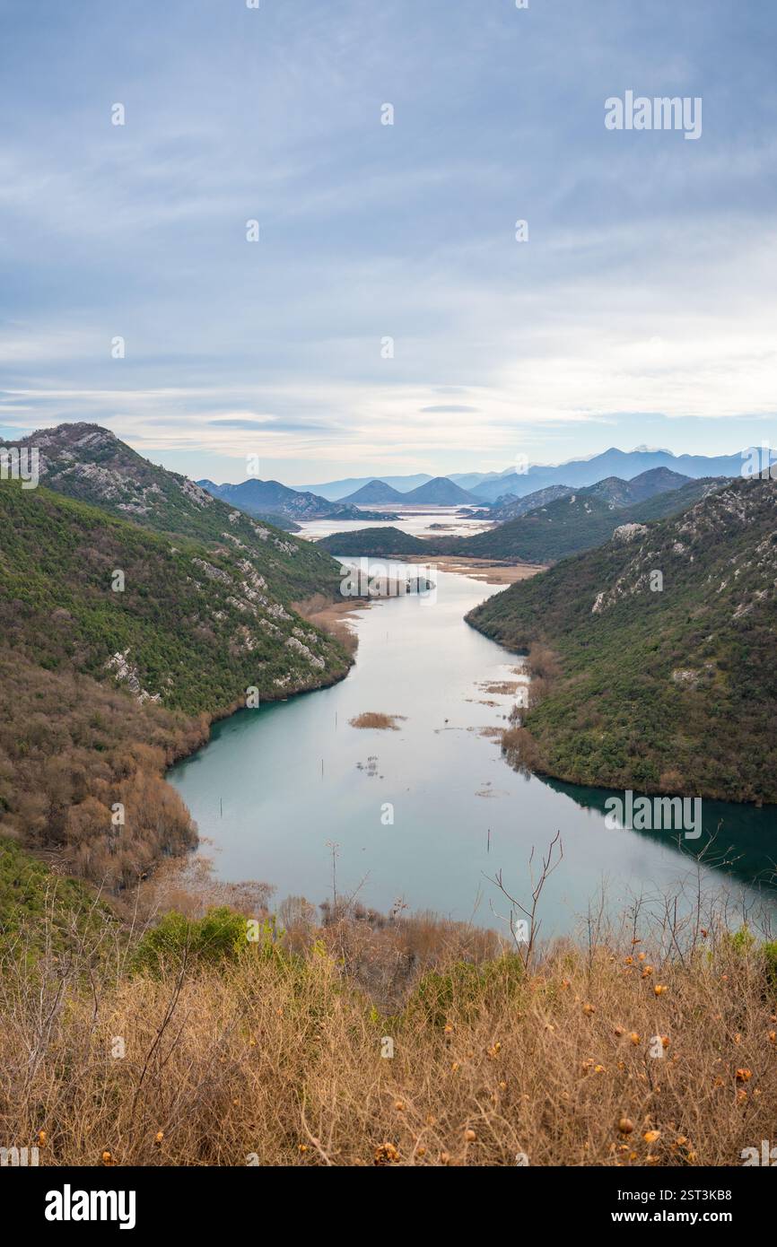 Canyon of Rijeka Crnojevica river near the Skadar lake coast in Montenegro in winter time Stock ...