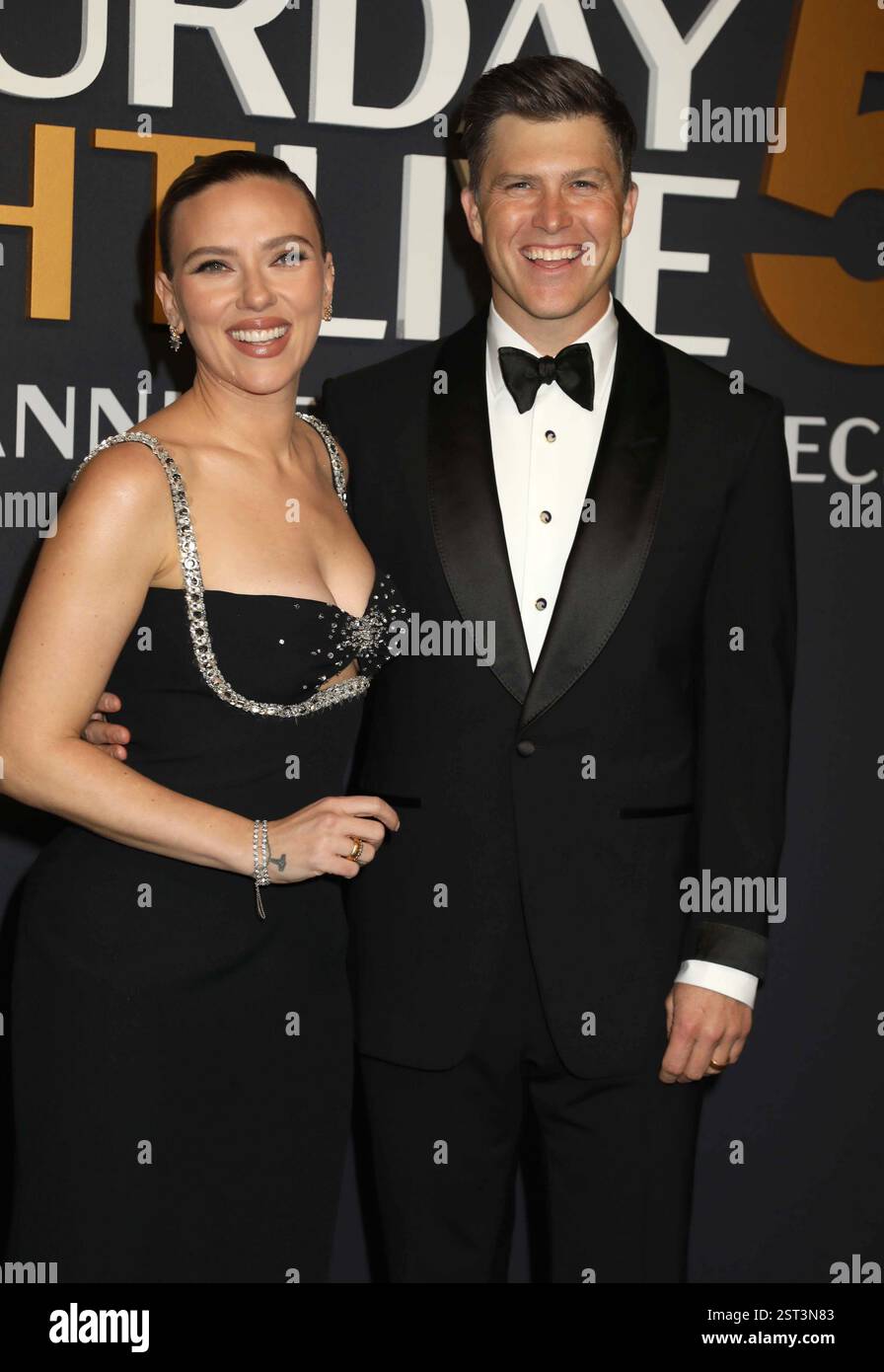 February 16, 2025, New York, New York, USA: Actor SCARLETT JOHANSSON and COLIN JOST seen at the ...