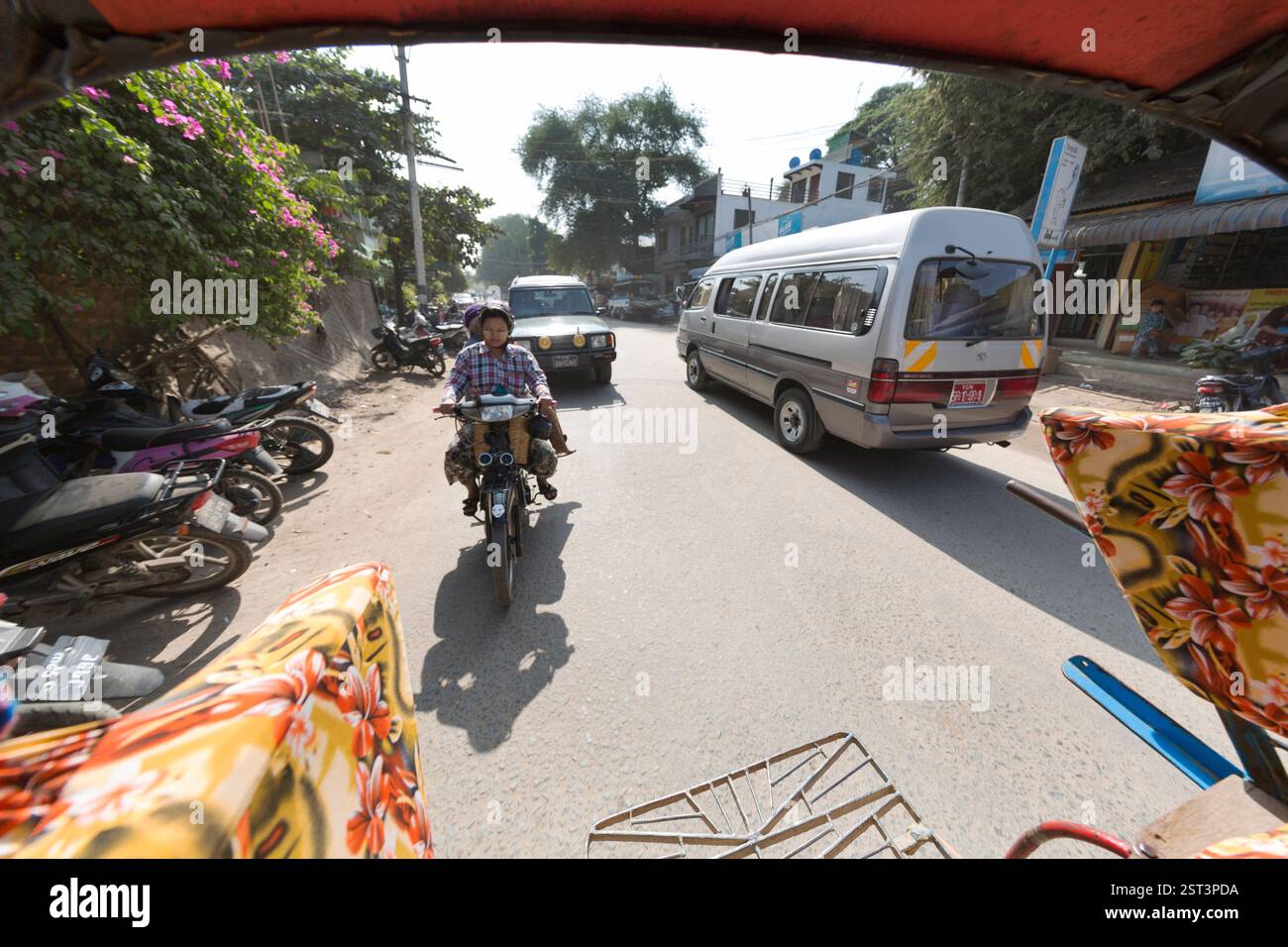 Myanmar, Bagan, view of Bagan street from the back of a rickshaw Stock ...